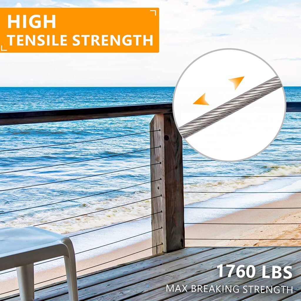 1/8 Inch, 1000FT Stainless Steel Cable Cutter for Deck Railing Stair ...