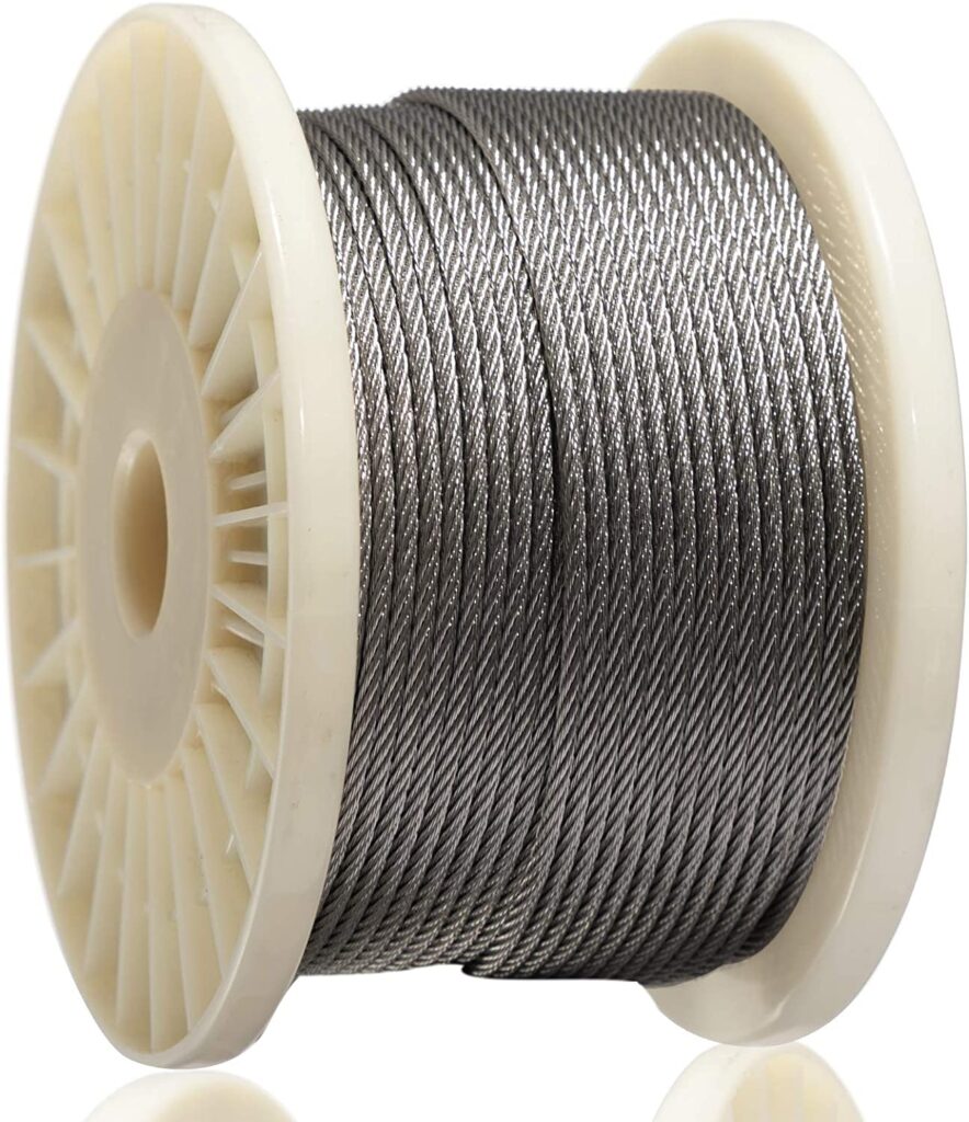 Wire Rope 1/8 Inch Stainless Steel Aircraft Cable for Decking Railings, 250 FT, 7x7 Strands ...